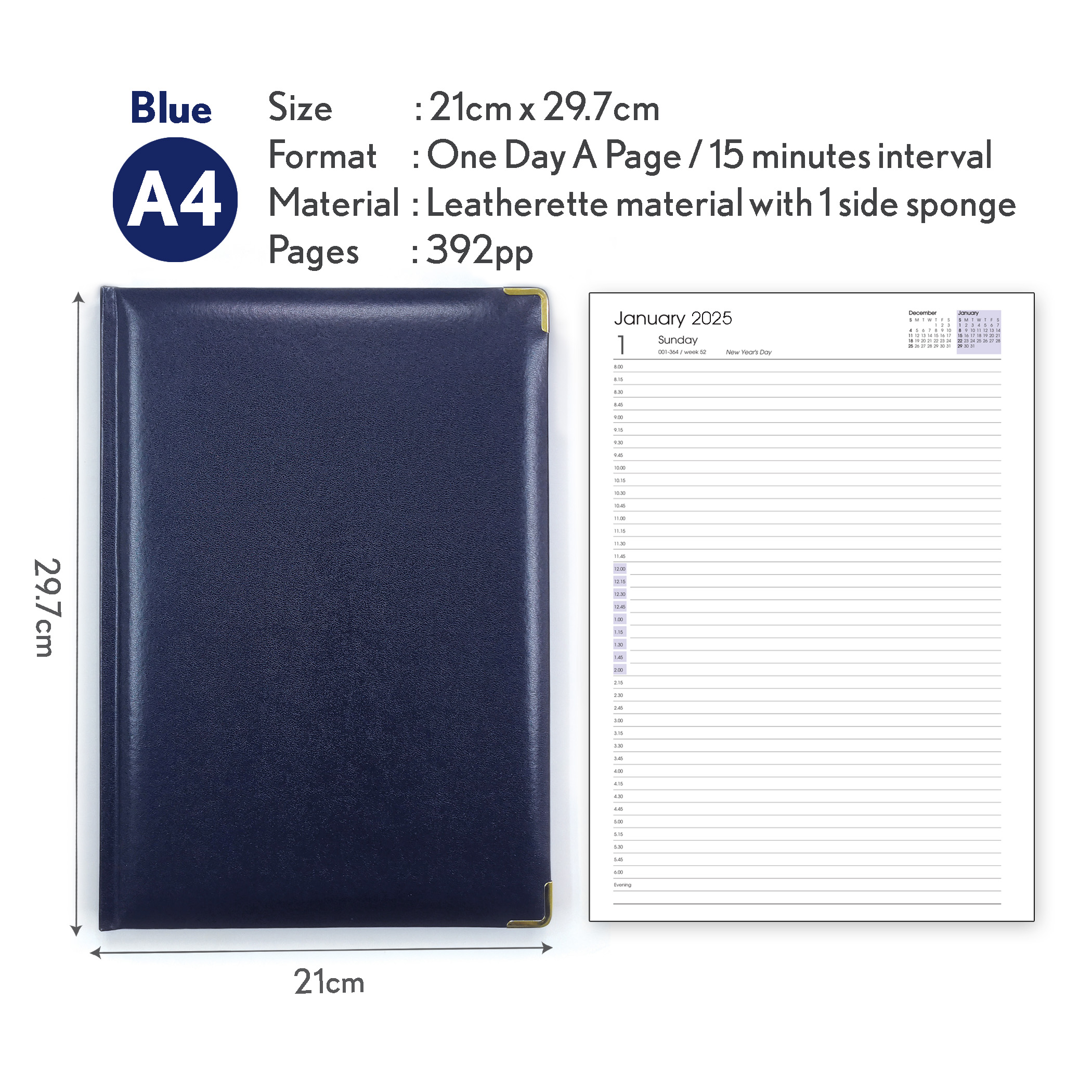 2025 Diary A4 A5 One Day A Page diary, 392pages thick appointment book ...