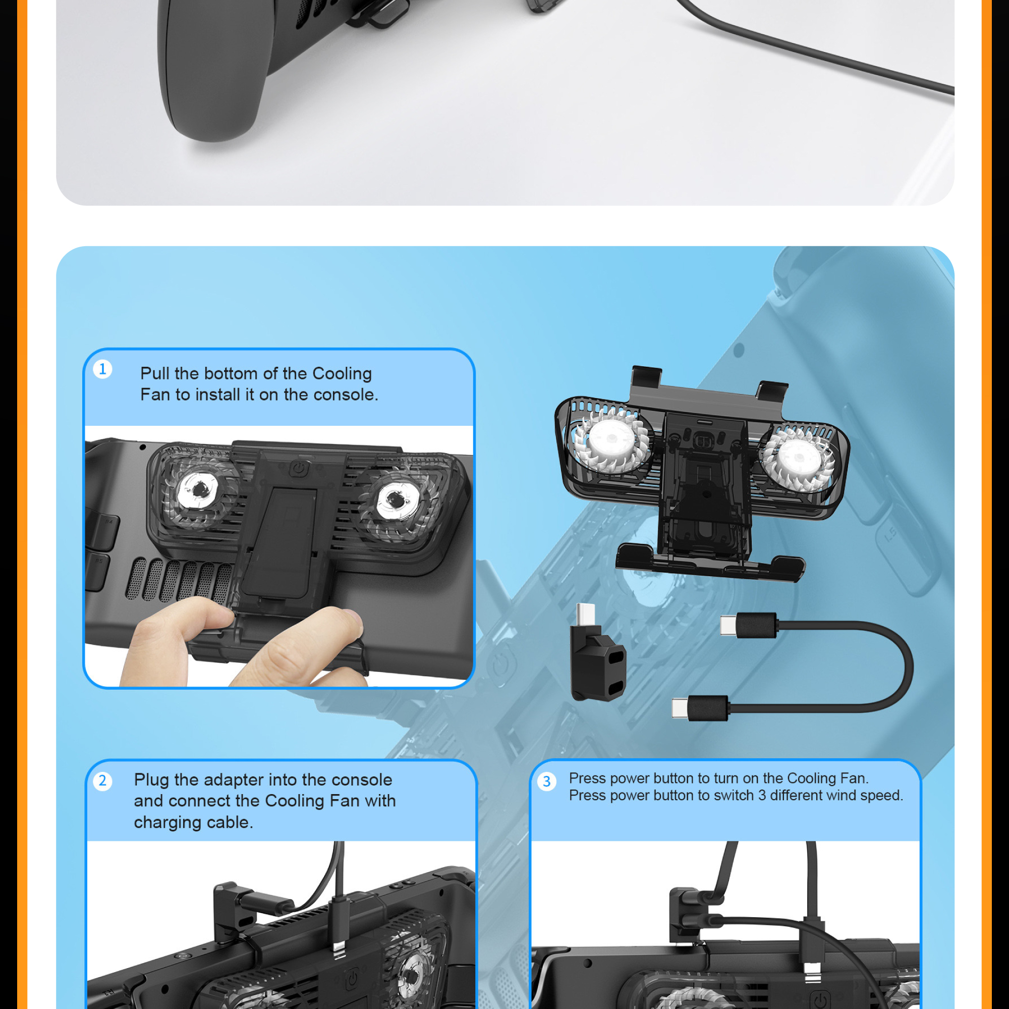 JYS Steam Deck Switch OLED Switch V1/V2 Console RGB Cooling Fan with Kickstand Cooler Fan JYS ...