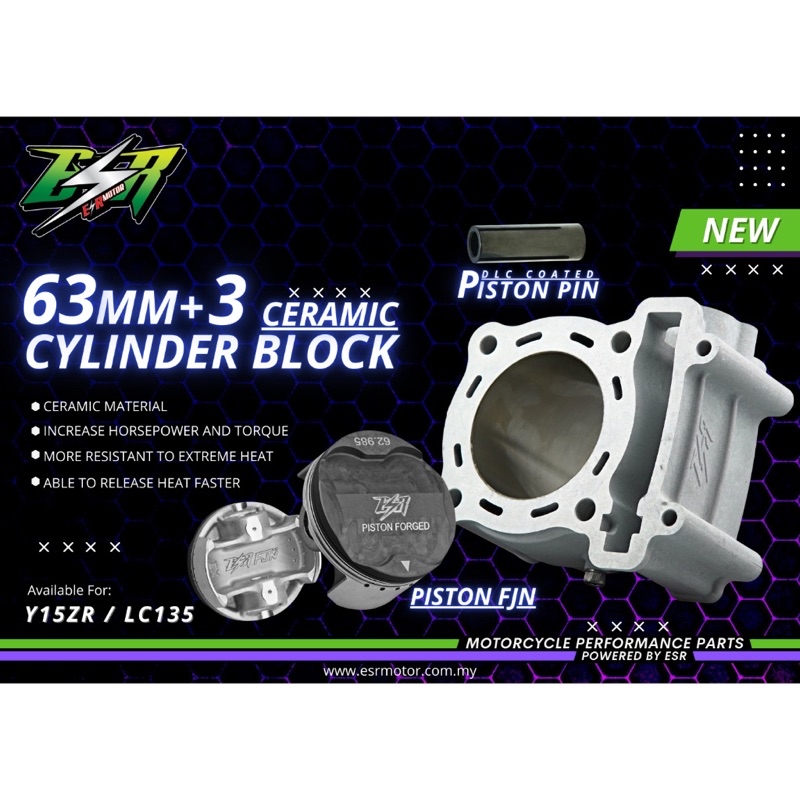 ESR MOTOR CERAMIC BLOCK FJN TAIWAN Y15ZR LC135 62MM 63MM 65MM 68MM 70MM ...