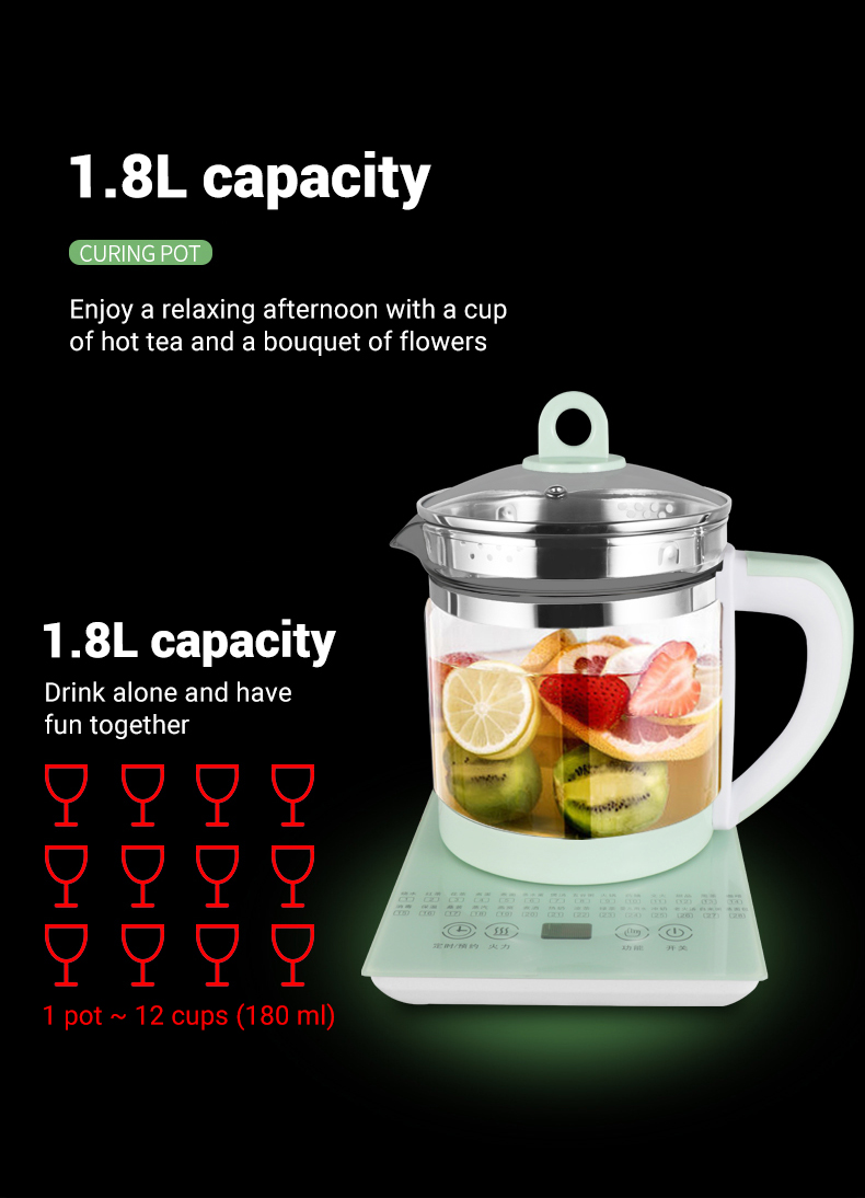 1.8L Health Pot Electric Kettle Portable Multi Cooker Tea Dessert Cooker | Shopee Malaysia