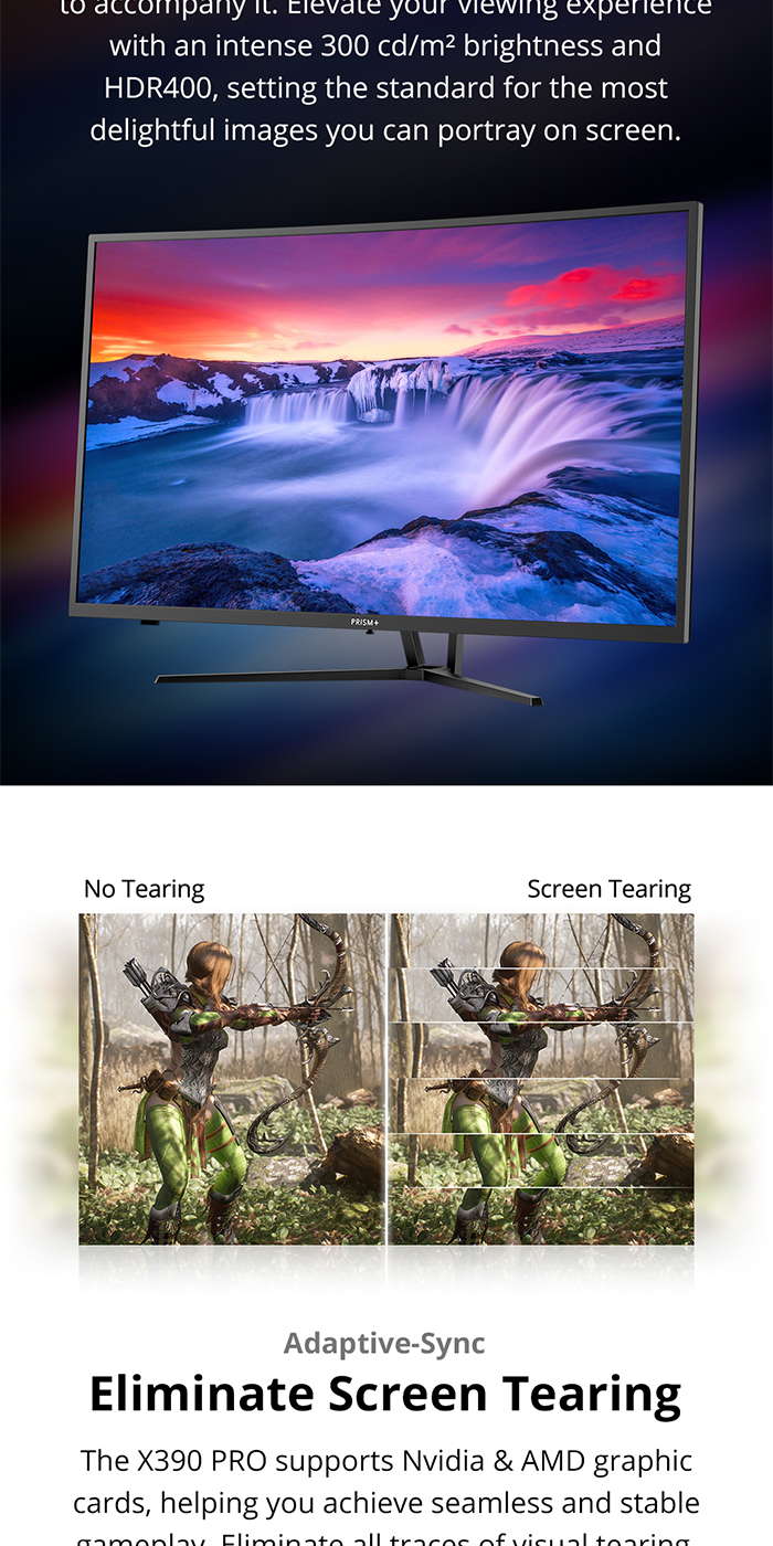 PRISM+ X390 PRO 39" 165Hz 1ms Curved QHD [2560 x 1440] Adaptive-Sync ...