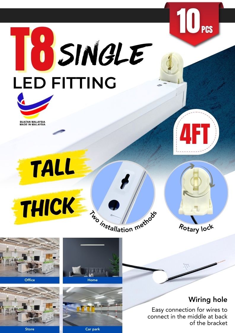 10PCS Single 4FT T8 LED Casing Local Thick Fitting LED Tube Light Lamp ...