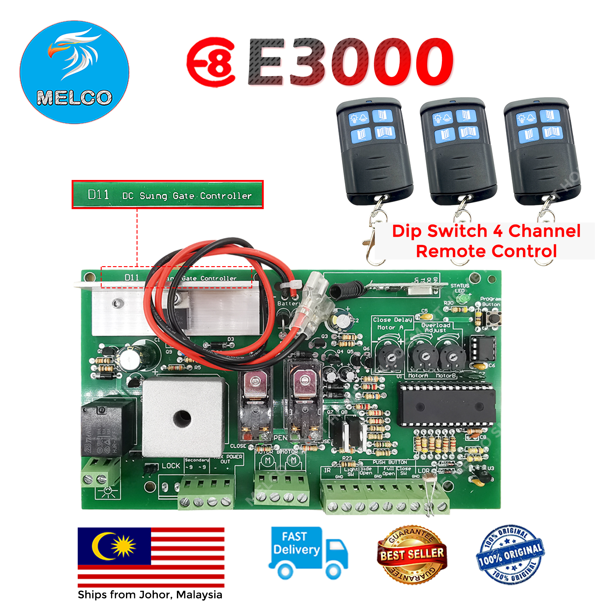 E8 E3000 PREMIUM PACKAGE SET, 4 Channel TYPE Autogate Swing Floding Arm ...