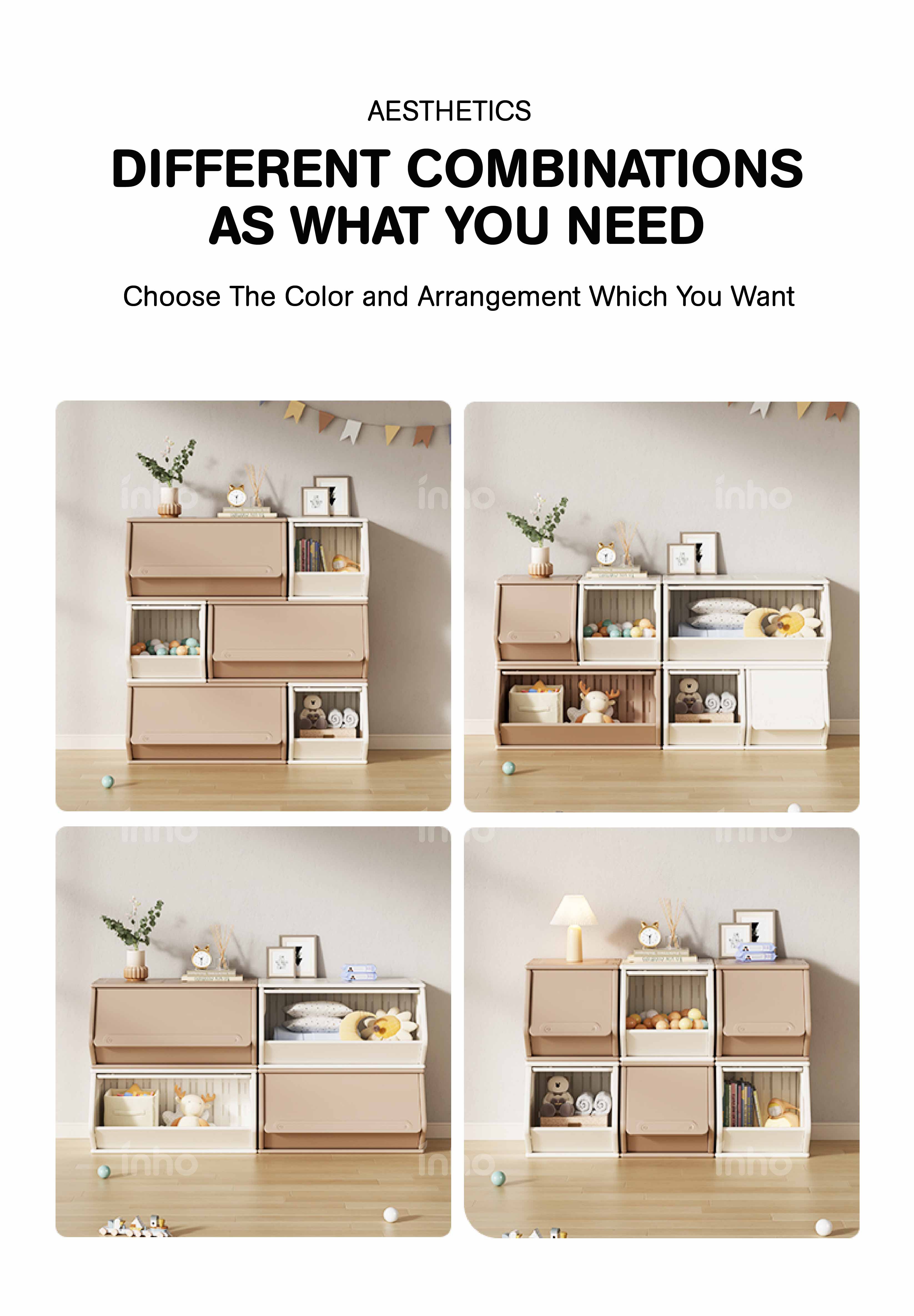 INHO L30/60cm Multipurpose Stackable Bedroom Living Room Storage Box ...