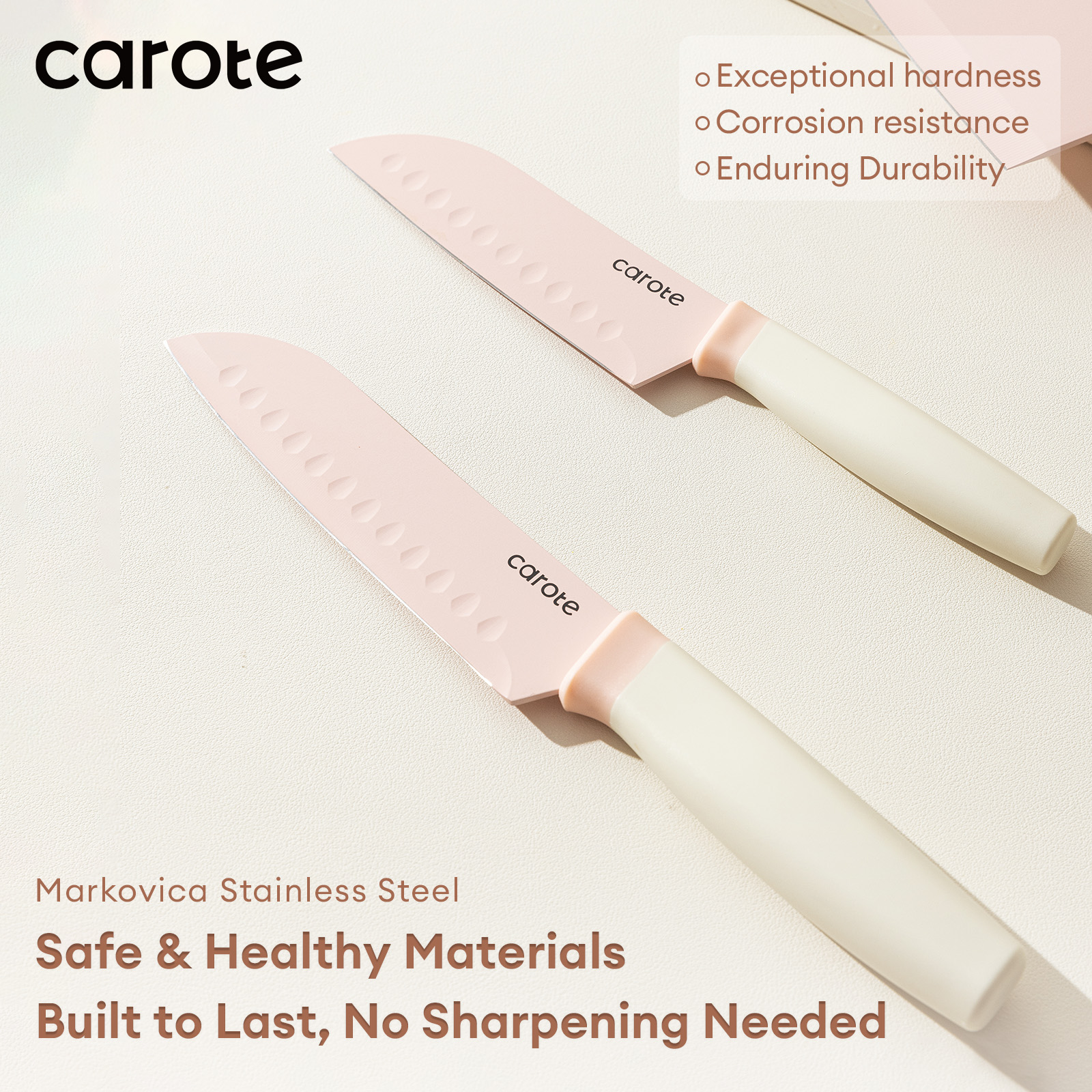 CAROTE Bio Pink Series Ceramic 4-Piece Knife Set KitchenTools ...