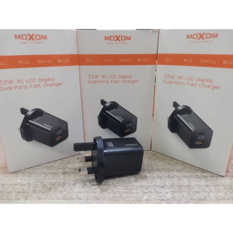 Moxom LX-HC802 PD 33W PD SCP Fast Charging LCD Display Dual-Ports Fast Charger | Shopee Malaysia