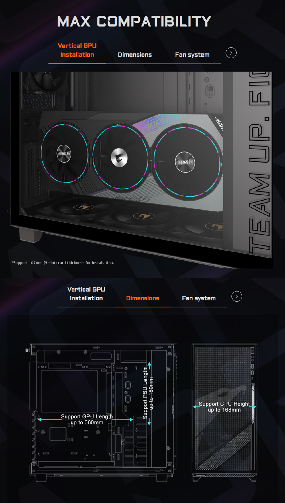 Gigabyte AORUS C400 Glass Mid Tower PC Case RGB Tempered Glass Side ...