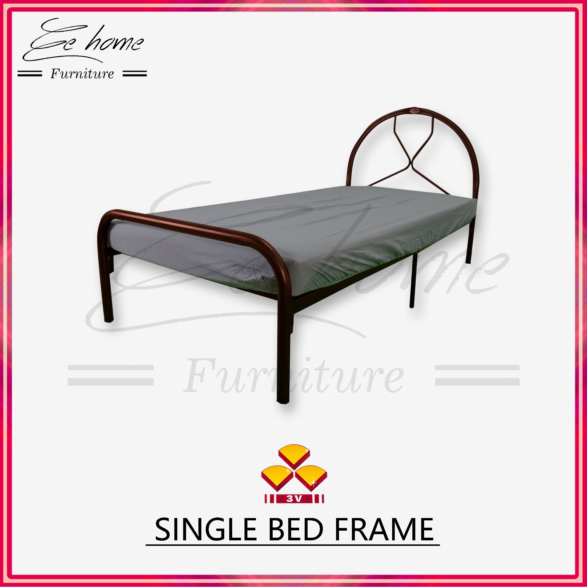 EE HOME SET Single Bed Frame with Mattress Katil Besi Bujang Tilam ...
