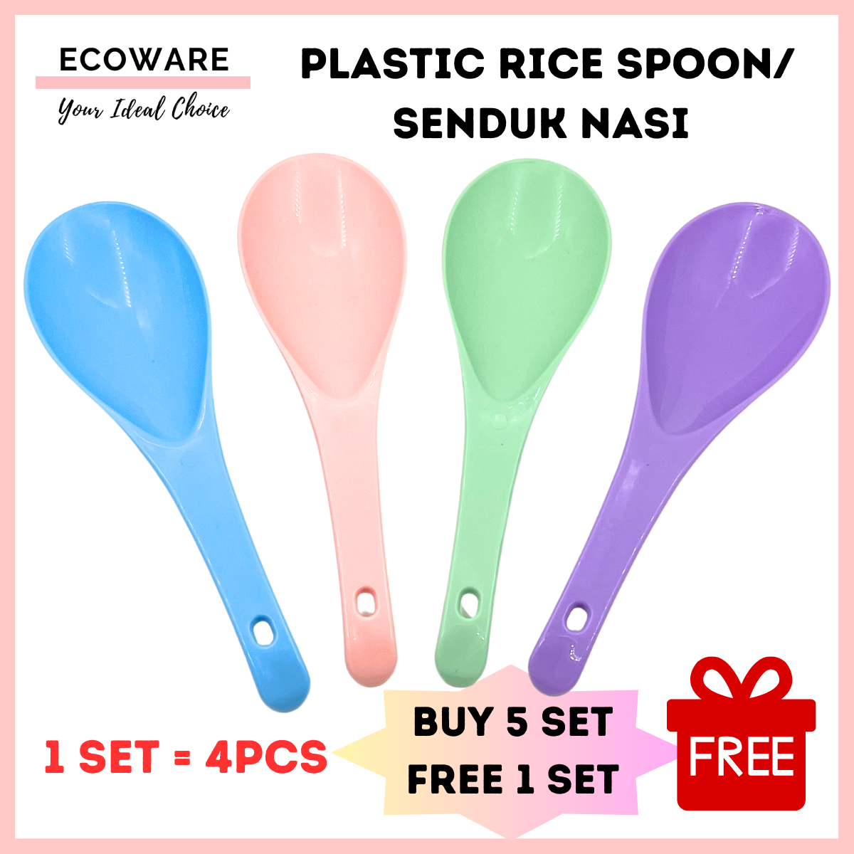 ECOWARE 4pcs Plastic Rice Spoon/Rice Ladle/Rice Paddle/Rice Scoop/Sudu ...