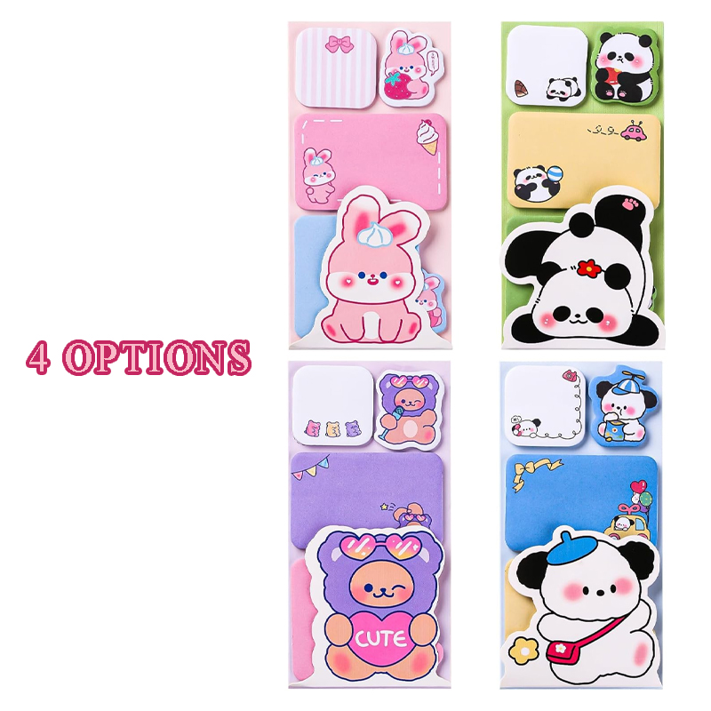 𝟭𝟬𝟬 𝗦𝗛𝗘𝗘𝗧𝗦 / 𝗦𝗘𝗧 》 Animal Shape Cute Sticky Notes Set Student Memo Self ...