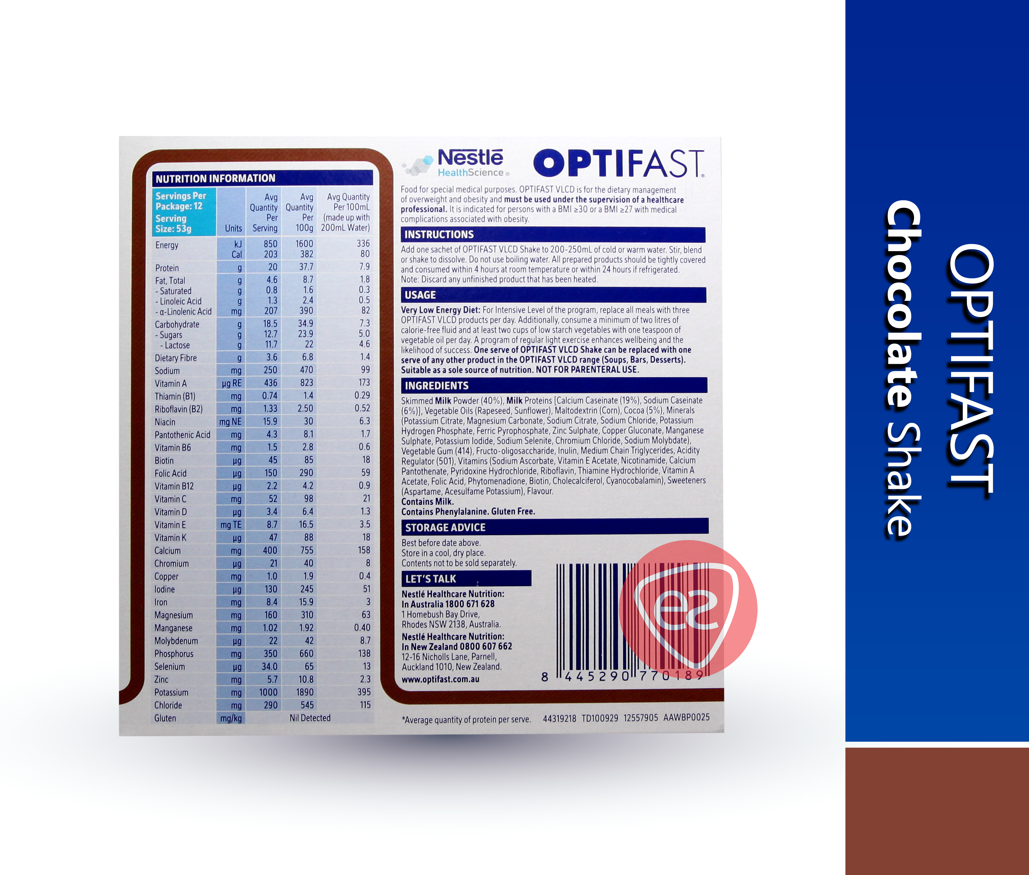 Optifast Milk Shake Chocolate (12 Sachets x 53g) | Shopee Malaysia