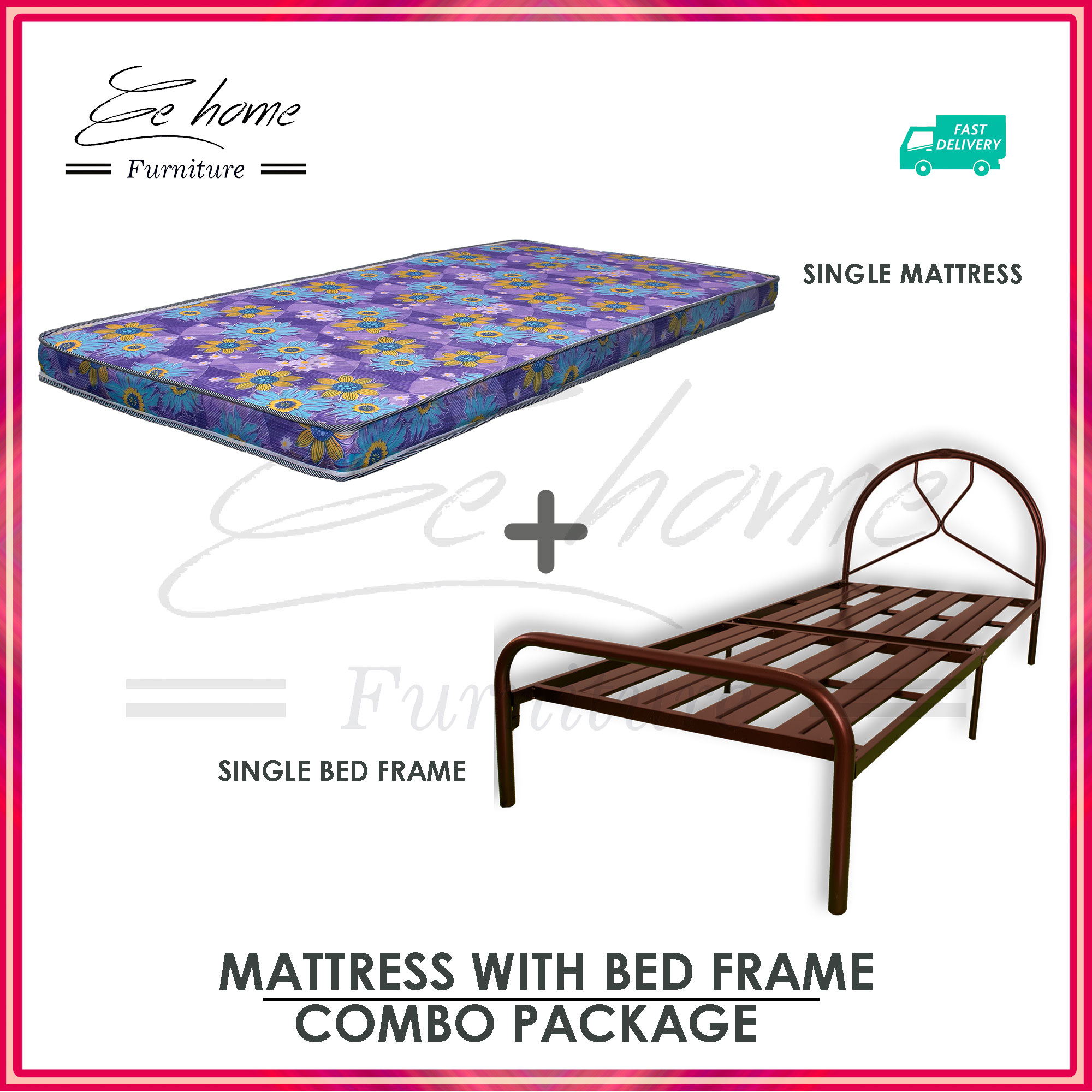 EE HOME SET Single Bed Frame With Mattress Single Katil Bujang Tilam ...