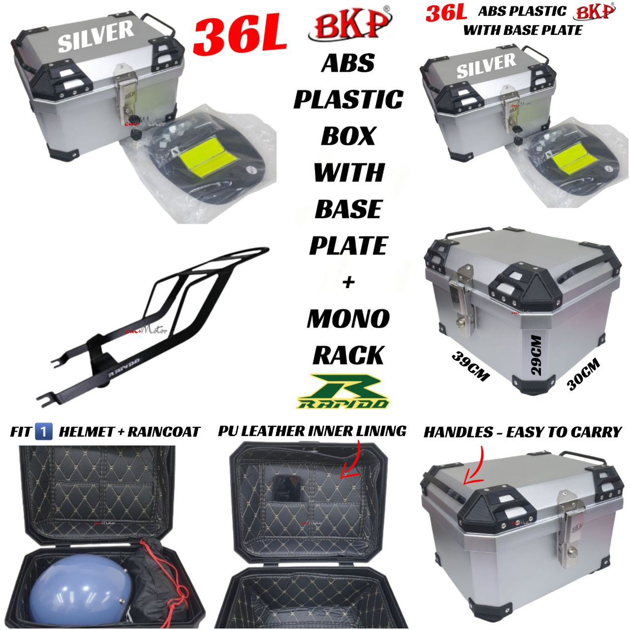 (Honda Wave 125i Fi) BKP 30L 36L EMS 35L Top Box Motor+RAPIDO Monorack ...
