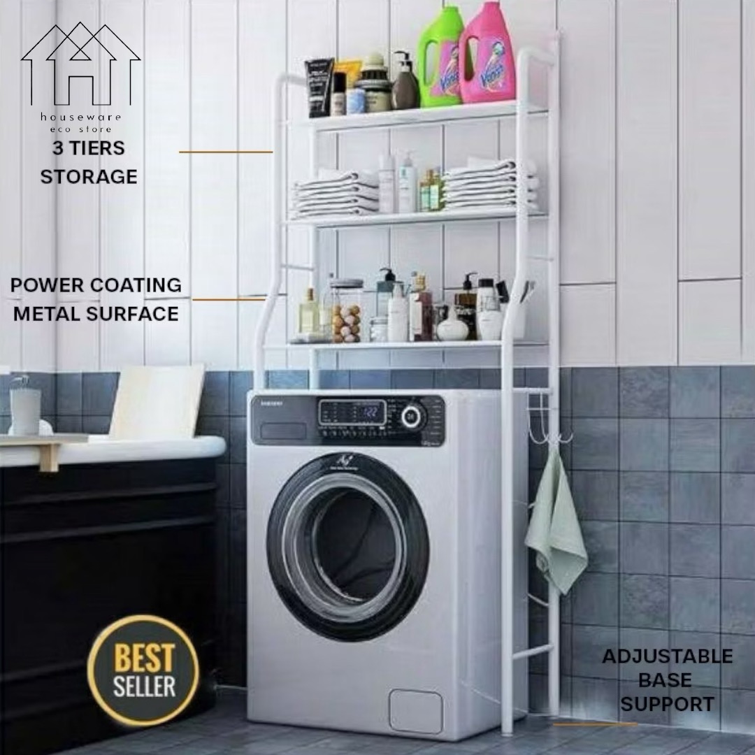 3 Tier Laundry Washing Machine Rack Shelf Storage Organizer Rak Mesin ...