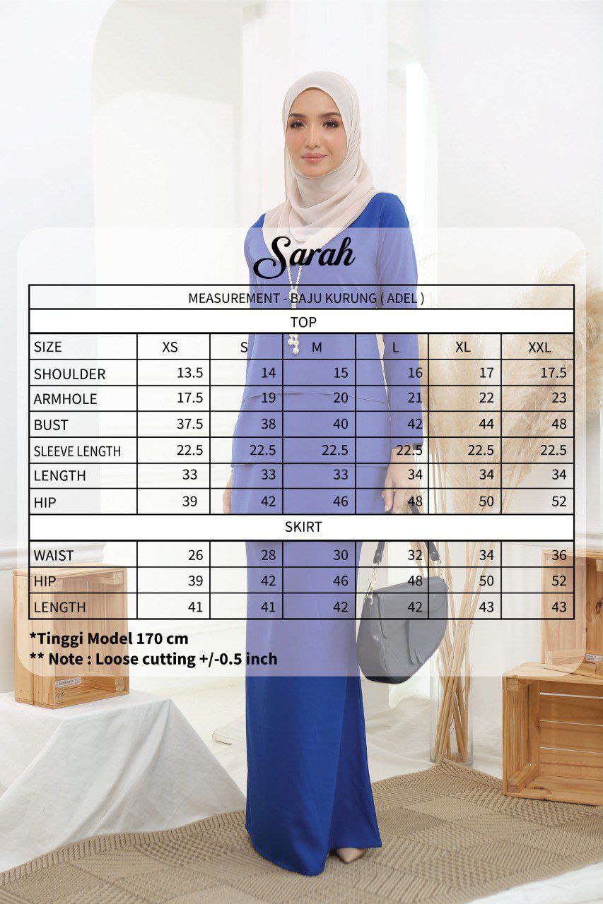 ADEL KURUNG MODEN SARAH | PREMIUM SOFT KOREAN CREPE | KURUNG PLAIN ...