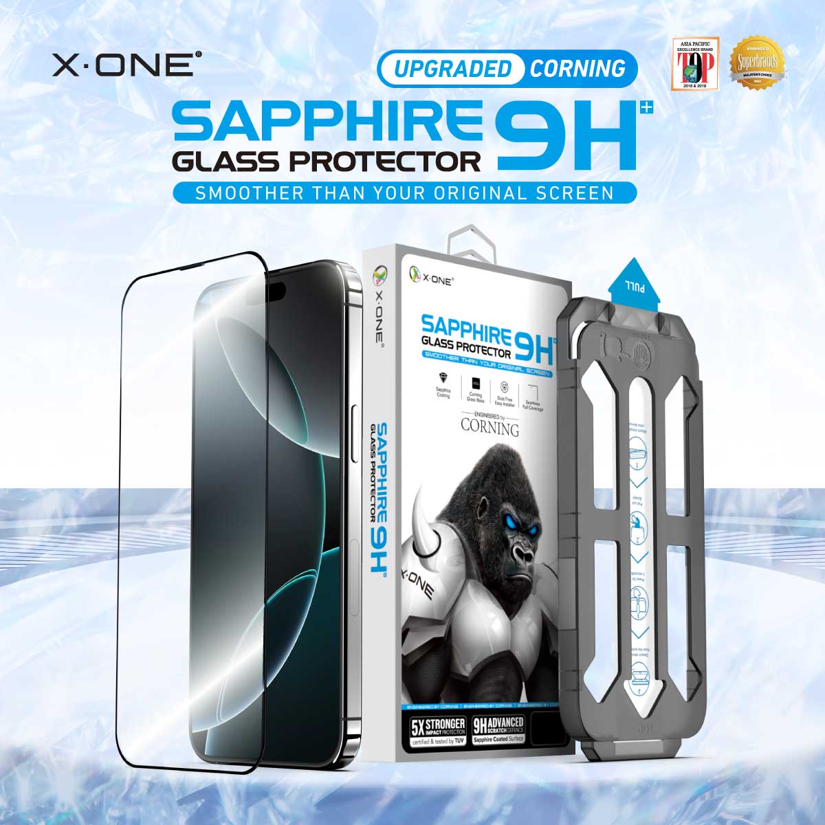 X.One Sapphire Gorilla Full Cover 2.5D Clear Tempered Glass Screen ...