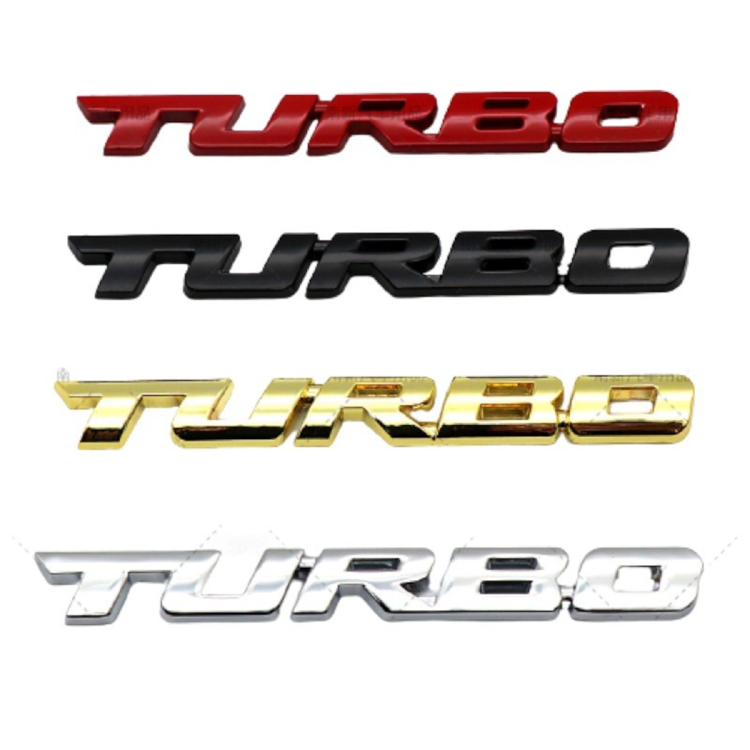 Universal TURBO Car Logo Emblem Sticker 3D Alluminium Chrome Car Badge ...