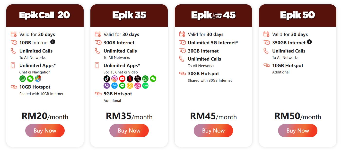 Tune Talk Sim Card Epic Prepaid PLAN UNLIMITED DATA Dan CALL (SELF ...