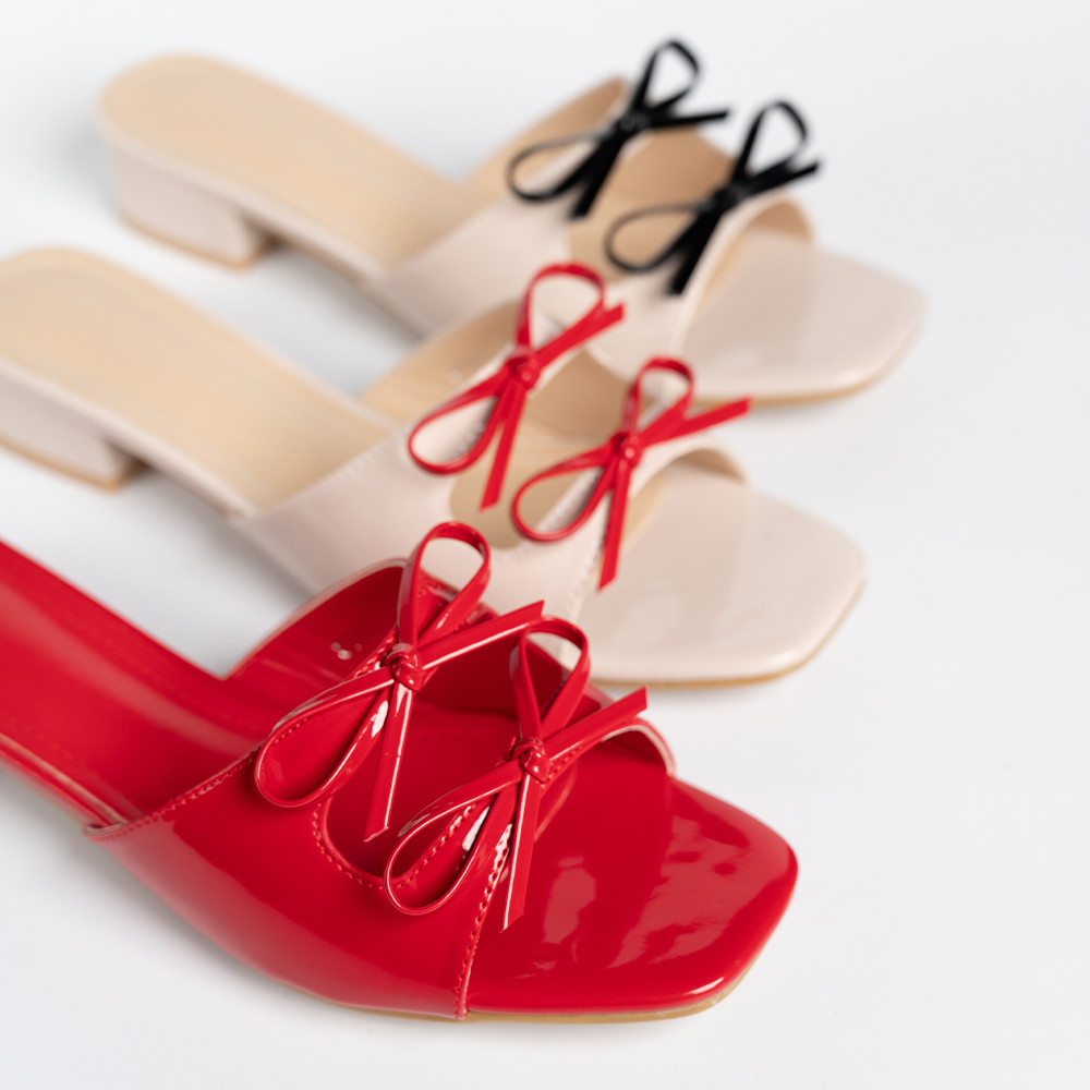 Happy2u Valeria Glossy Ribbon Mules Shopee Malaysia