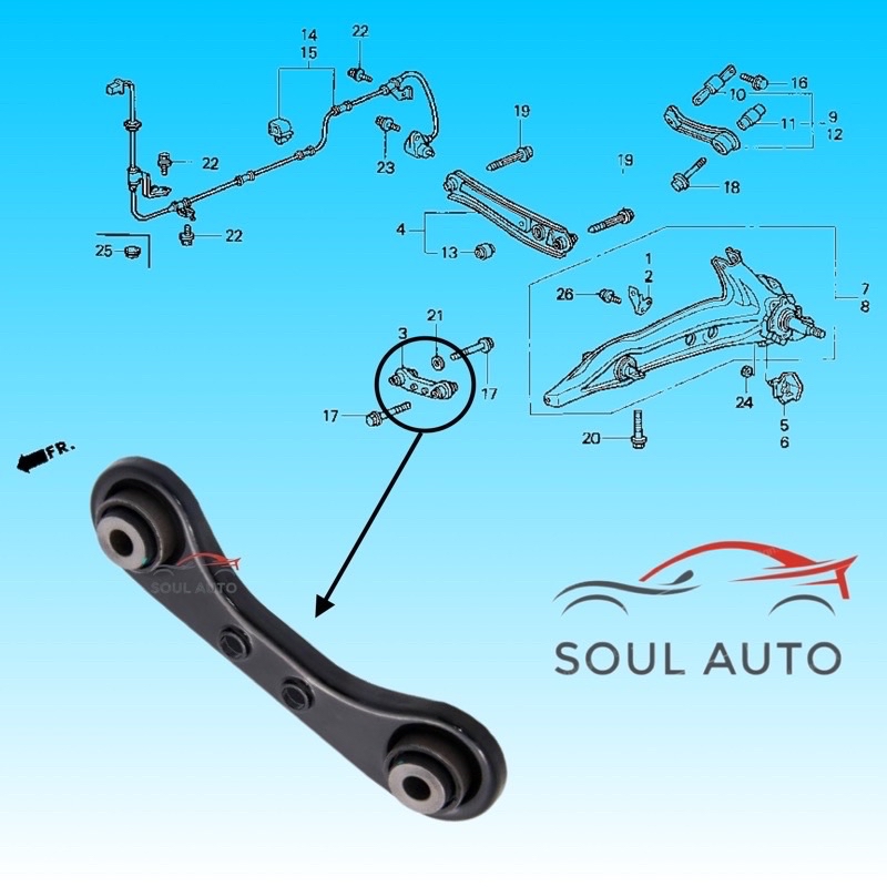 Honda Civic SR3 SR4 SO4 EK EG EJ (1992-1999) CR-V S10 RD1 Rear ...