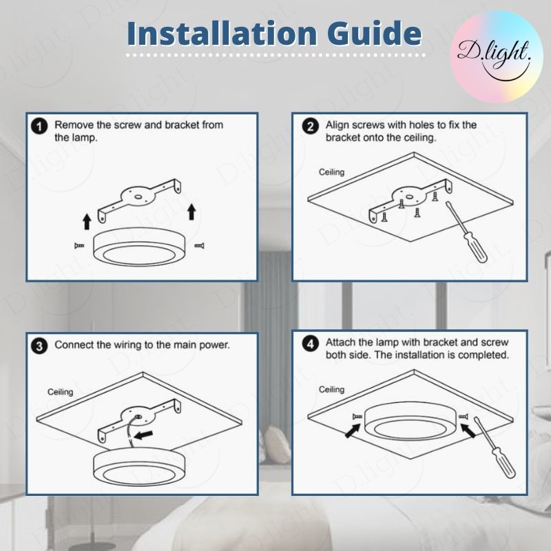 3H Lampu Siling Downlight LED [18W-48W] Super Terang Surface Ceiling ...