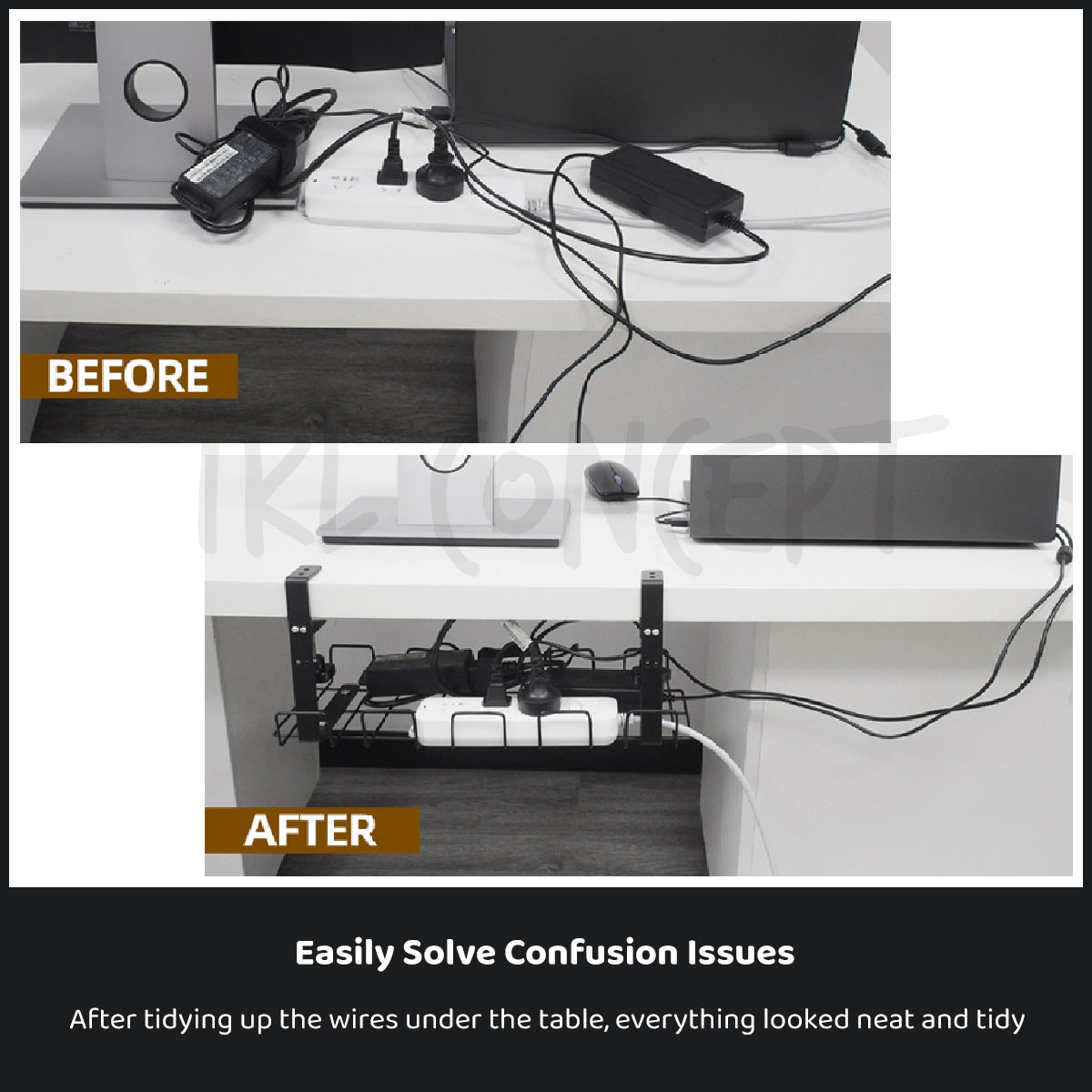 Under Desk Cable Management Wire Organizer Tray Table Pc Cabel Manager ...