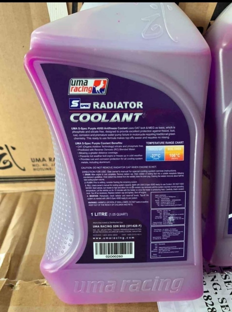ORIGINAL UMA RACING RADIATOR COOLANT 1L 1LITRE 40 60 PREMIXED COLOUR ...