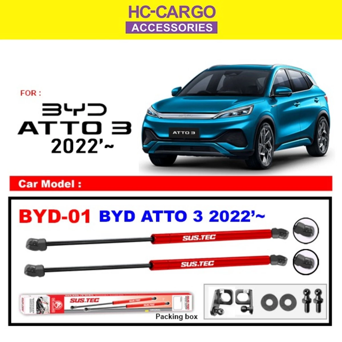 Sustec BYD ATTO 3 Car Struts Front Bonnet Hood Damper Shock Lift Up ...