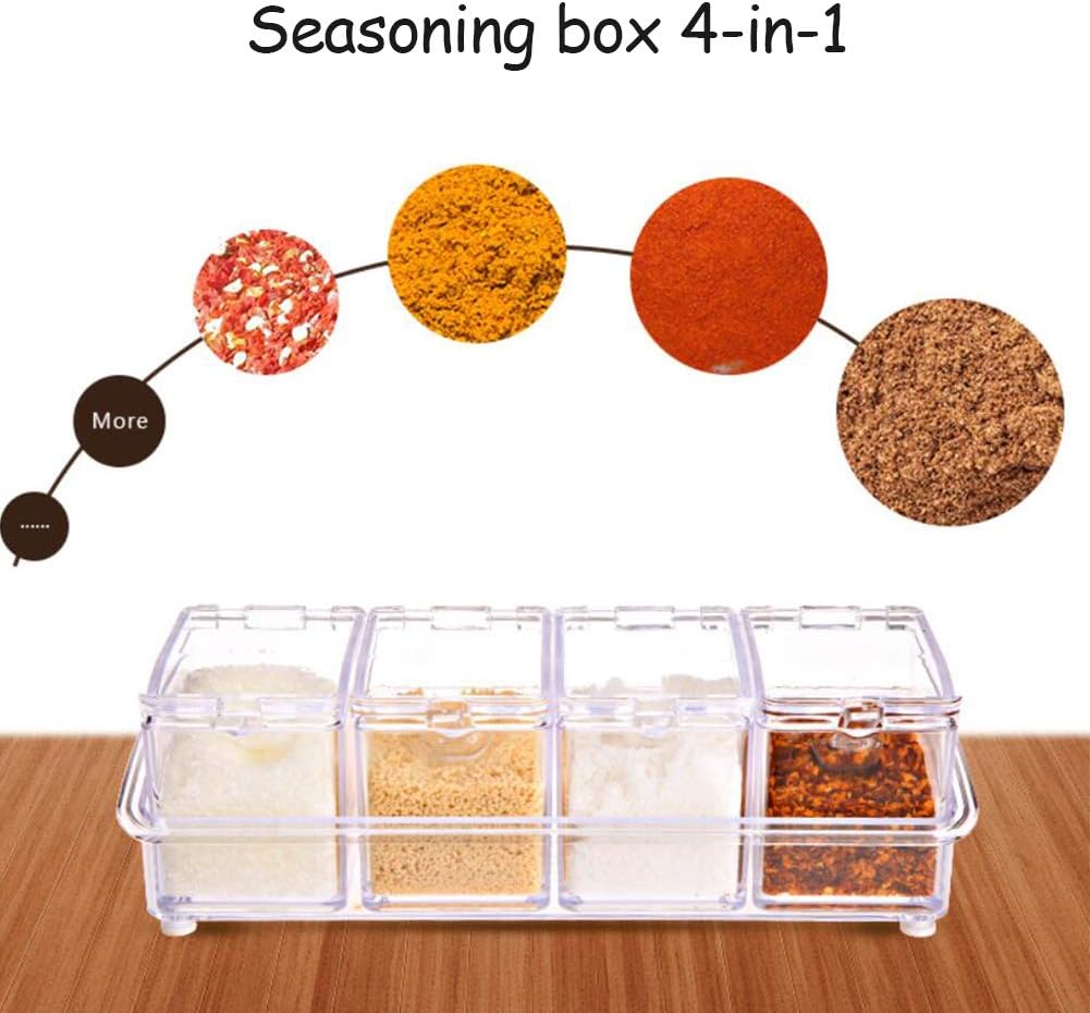 1 Set Spice Box Transparent Crystal Seasoning Box with Spoons Spice ...