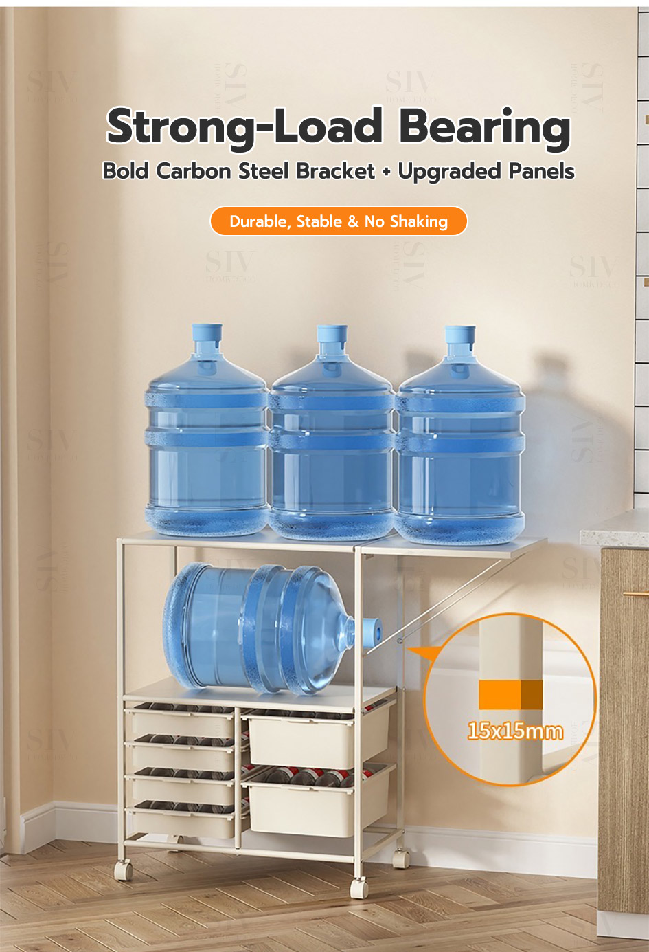 SIV Kitchen Rack With Wheels Oven Microwave Rack Moving Kitchenware ...