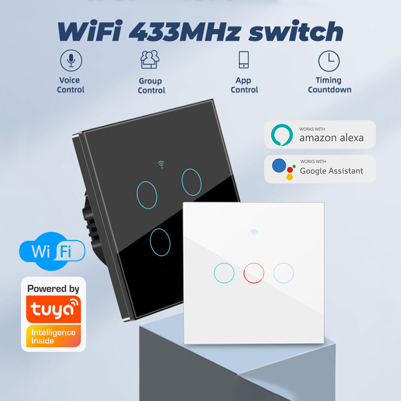 Tuya WiFi Touch Smart Switch Light WiFi Smart Wall Switch Wire Glass ...