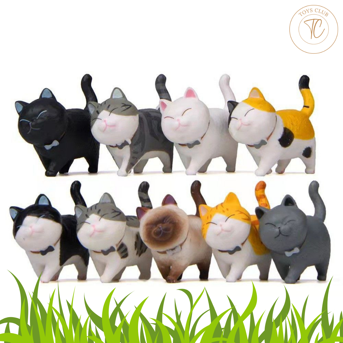 Cat Toy Cute Figure (9 pcs) Silly Cat Twist Doll Kitten Figurine Set ...