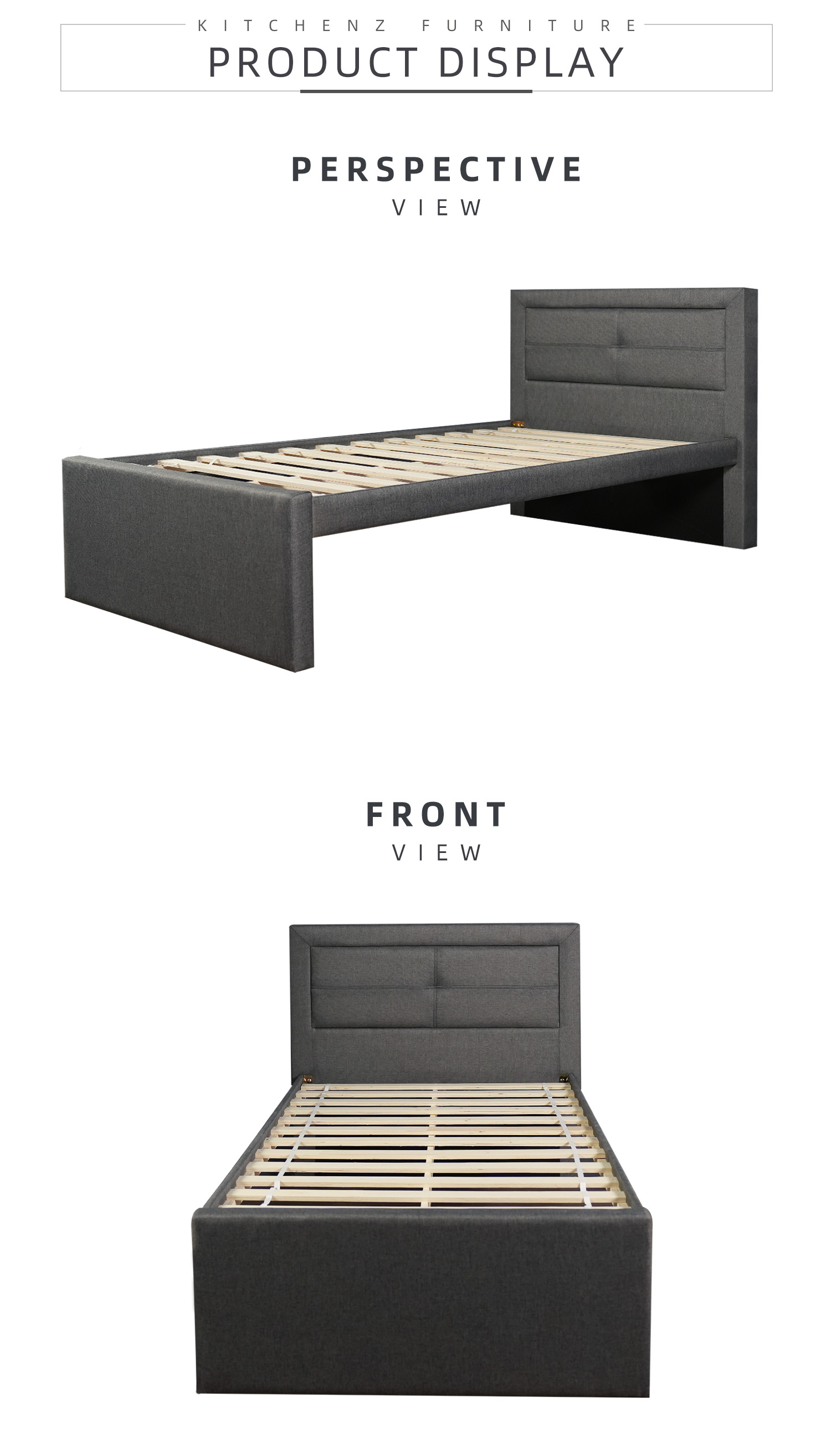 [FREE Shipping] Kitchenz Divan Single Size Linen Fabric Bed Frame Pull ...