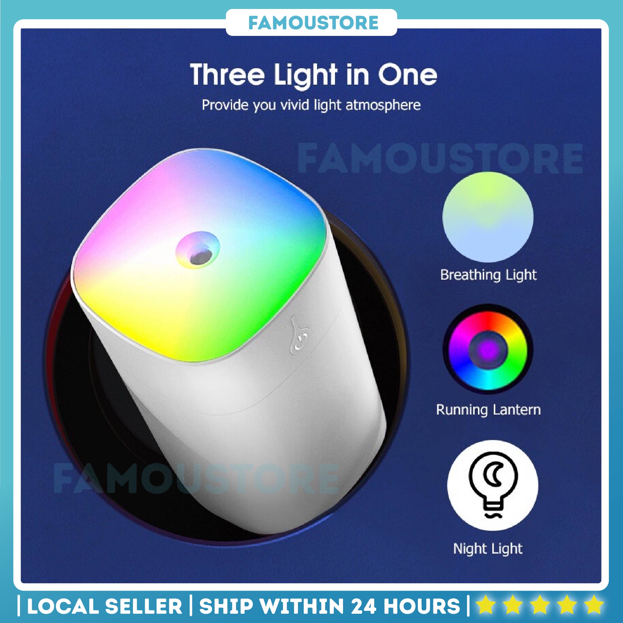 Air Humidifier LED Rainbow Color Diffuser Romantic Air Purifier Pewangi ...