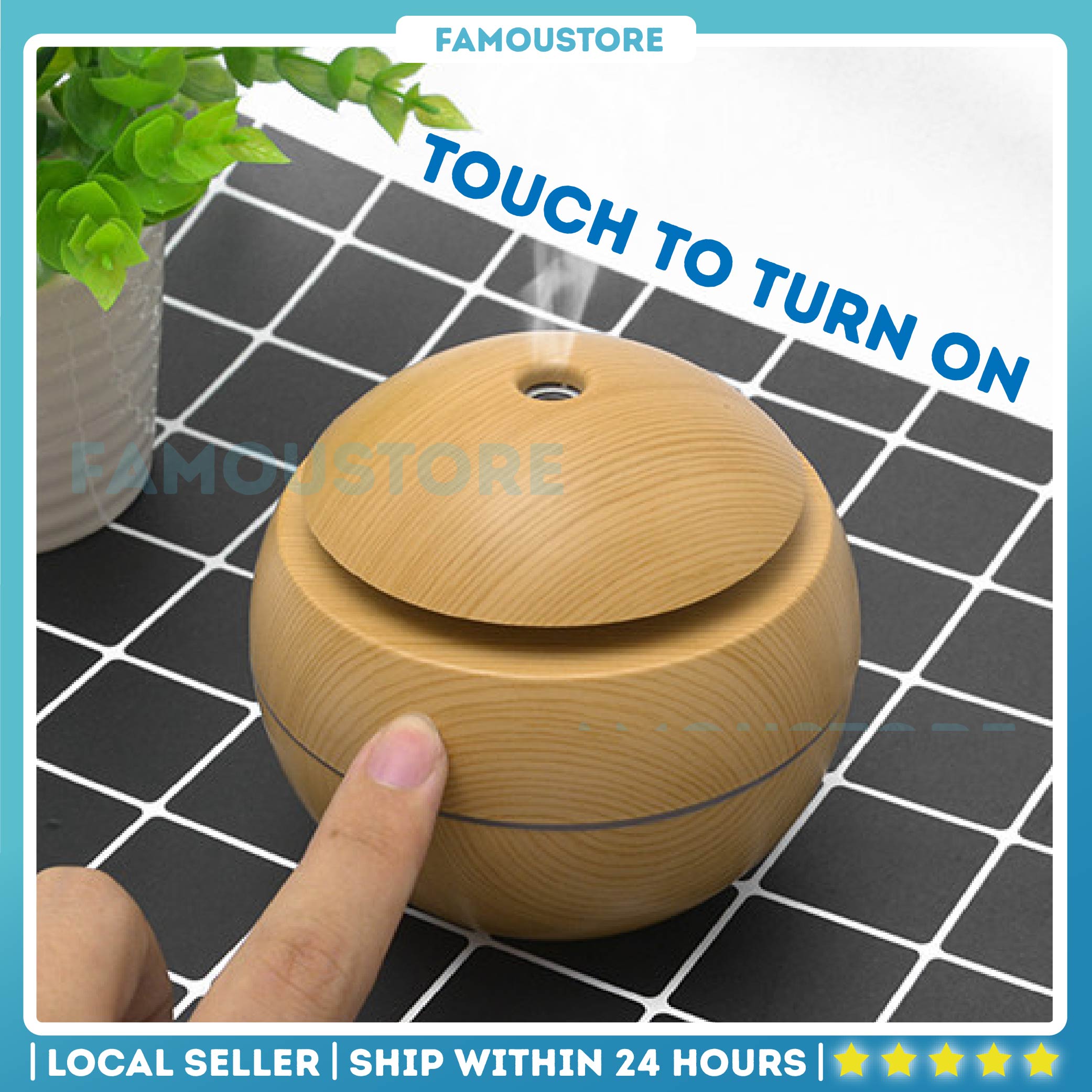 Air Humidifier Wood Grain LED Diffuser Romantic Air Purifier Pewangi ...