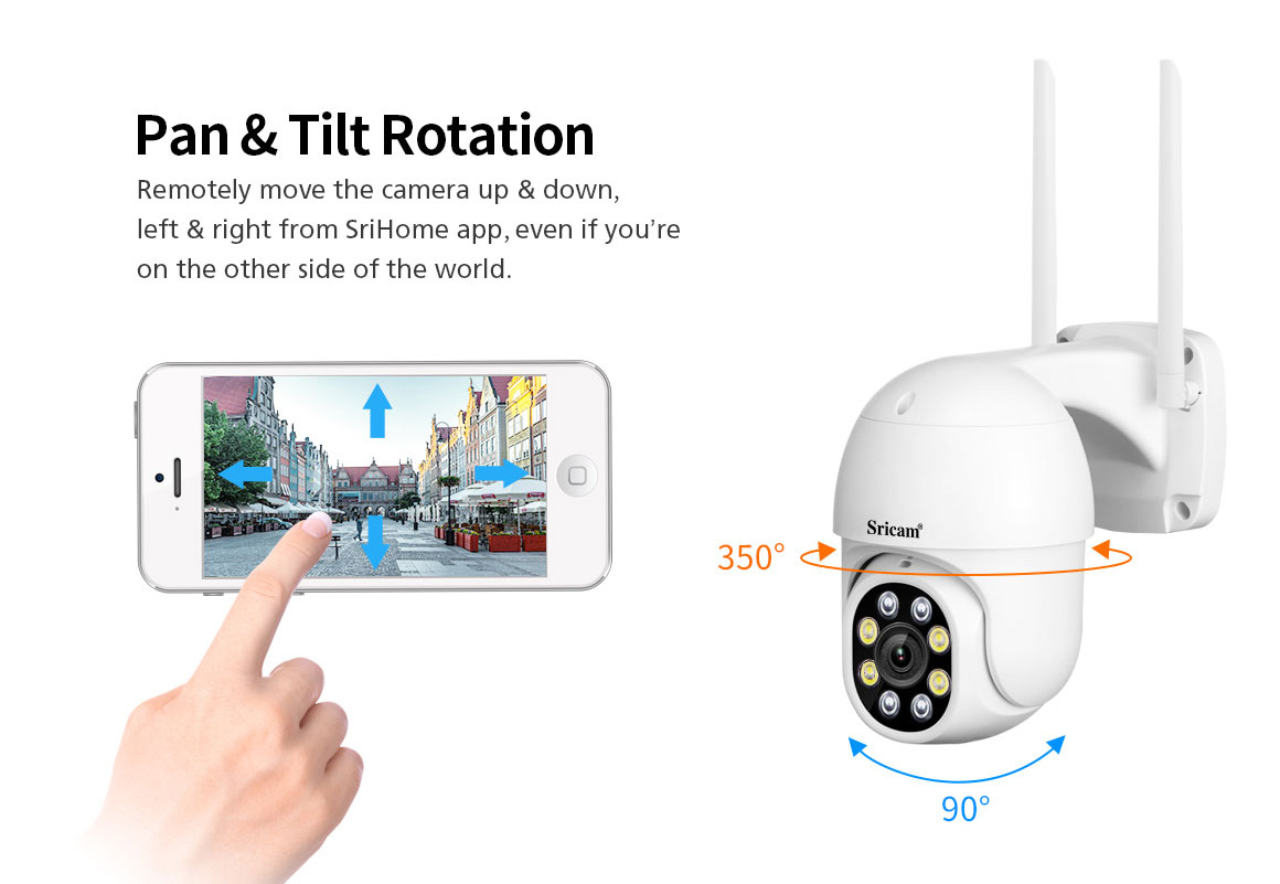 SriHome SP028 Camera WiFi CCTV 1080P FHD 360° IP Security Cam ...