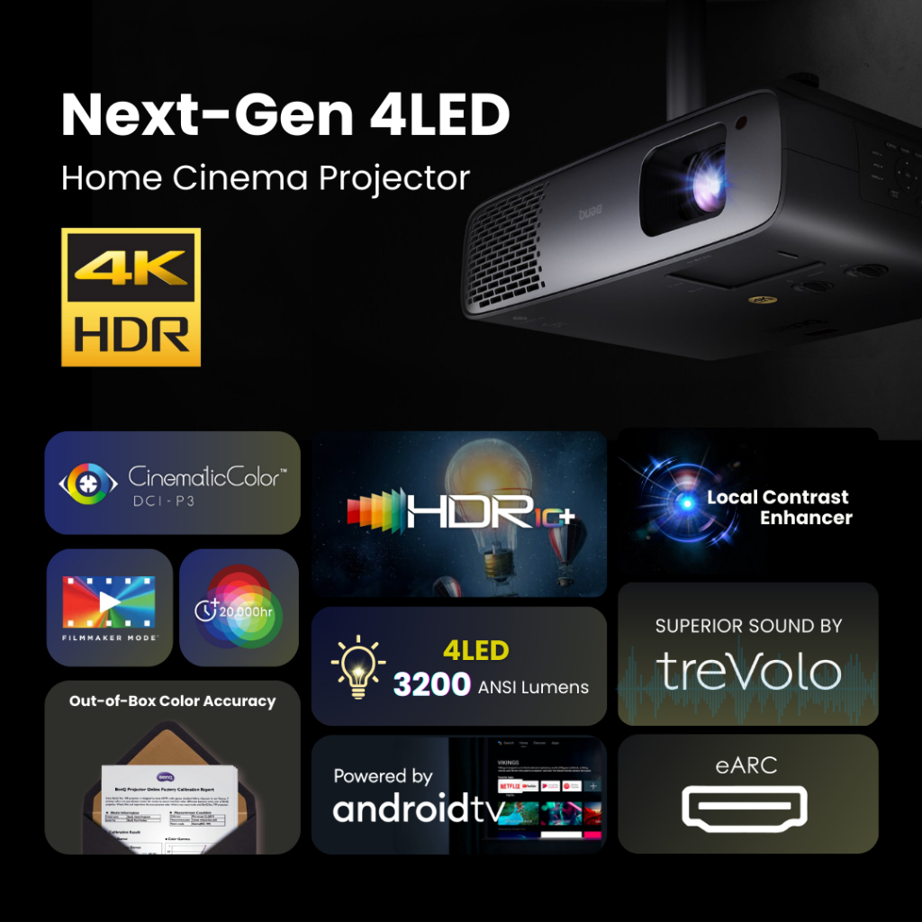 BenQ W4000i | HDR LED 3200lm 100% DCI-P3 Home Theater 4K Cinema ...