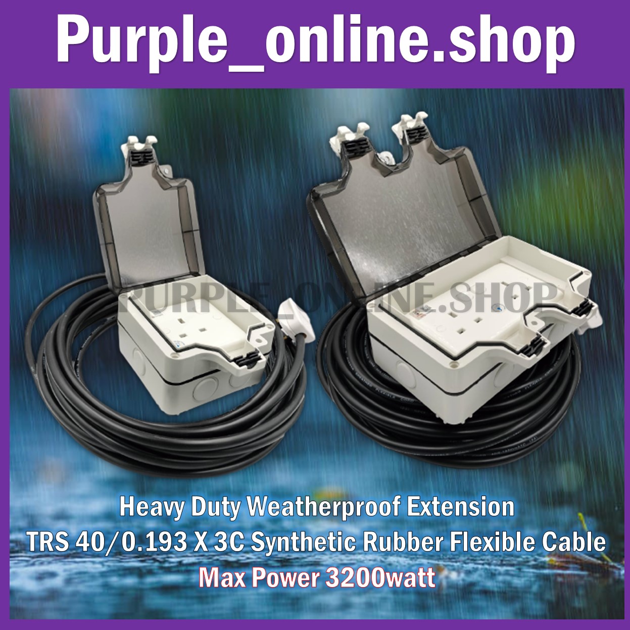 HEAVY DUTY IP66 Weatherproof/Waterproof Outdoor Trailing Extension ...