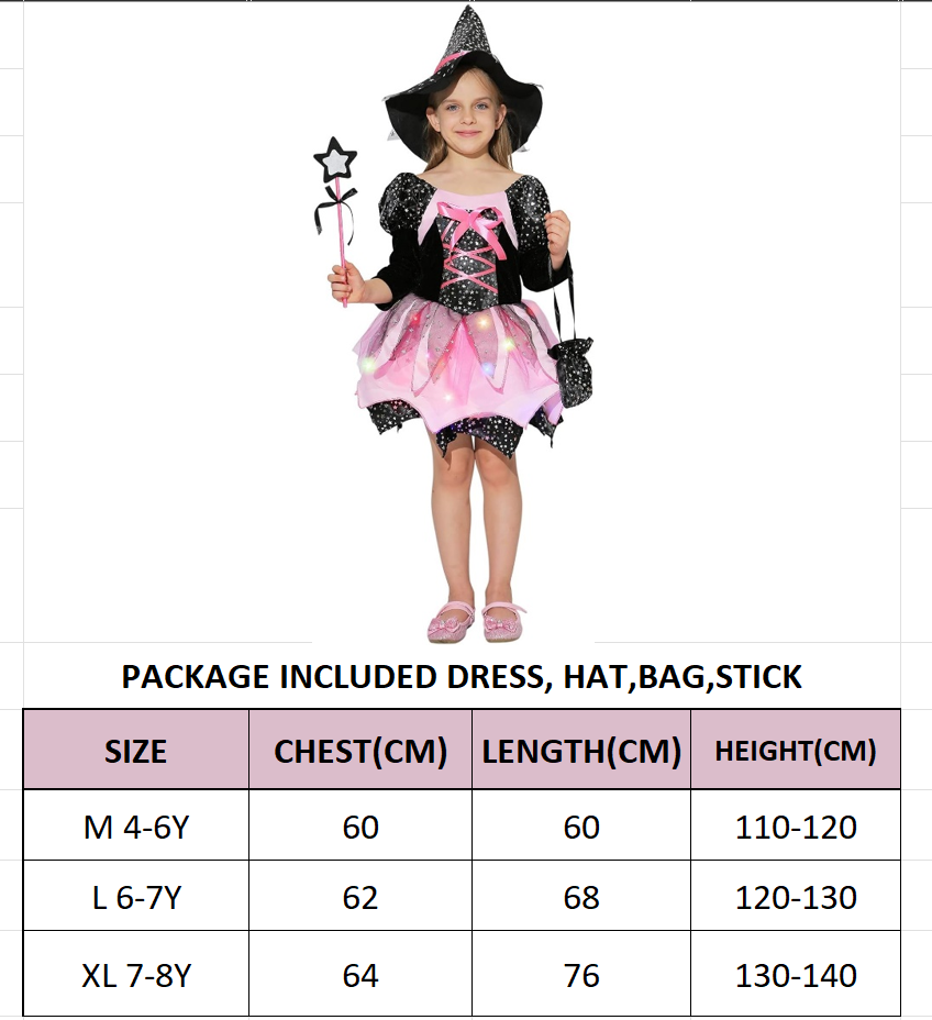 Cutie Pretty Halloween Witch Costume Set Moonlight Magic Witch Kids ...