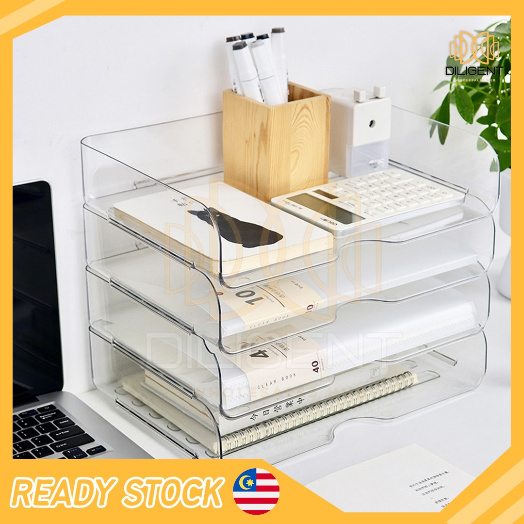 【D307】Rak Penyimpanan Dokumen Tasak Berdiri A4 Desktop Stackable A4 ...