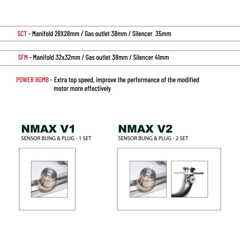 CJ IPOH NMAX V1 V2/NVX155 V1/V2 SCT EXHAUST PIPE MANIFOLD 28mm 32mm ...