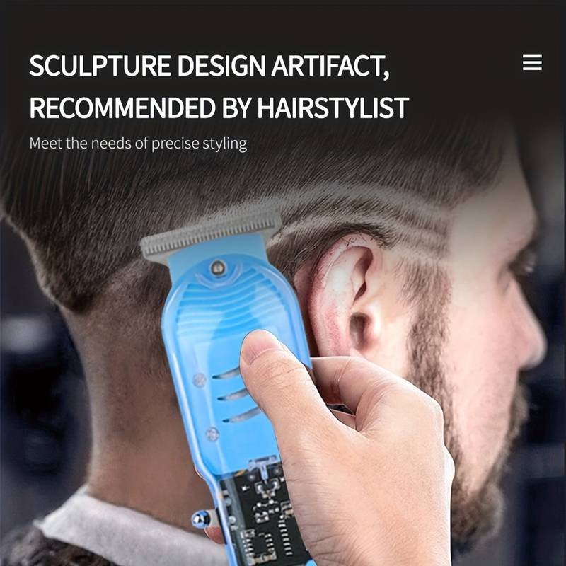 Men's Hair Clipper Haircut Set T-shaped Hair Clipper Cordless Hair ...