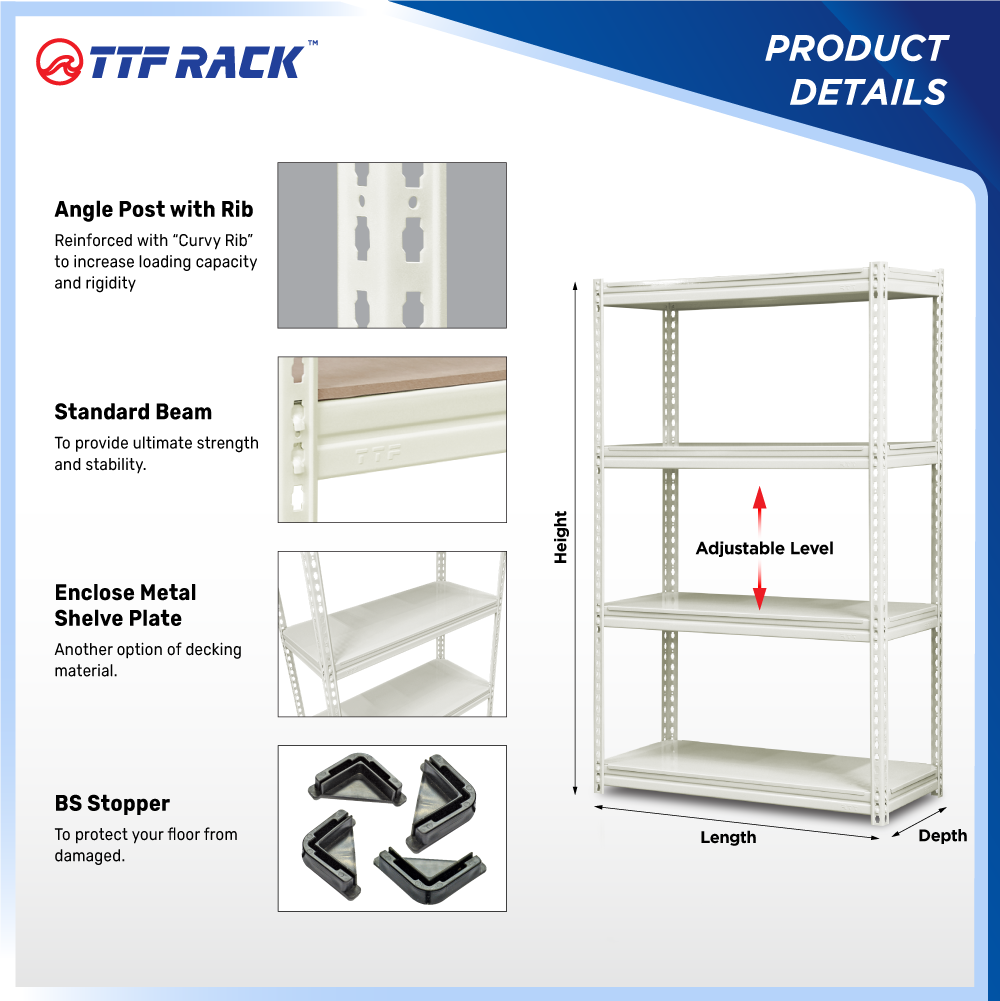 TTF Rack™️ EASY METAL RACK H150-210cm/ Metal Shelf Rak Besi Serbaguna ...