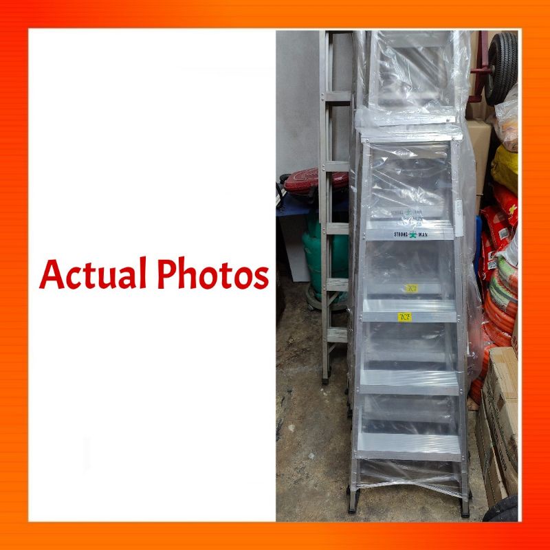 [HEAVY DUTY] STRONGMAN ALUMINIUM 14 - 16 STEPS DOUBLE SIDED LADDER l ...