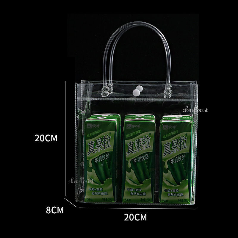 PVC TOTE BAG Transparent Goodies Bag Clear Button Plastic Handbag Clear ...