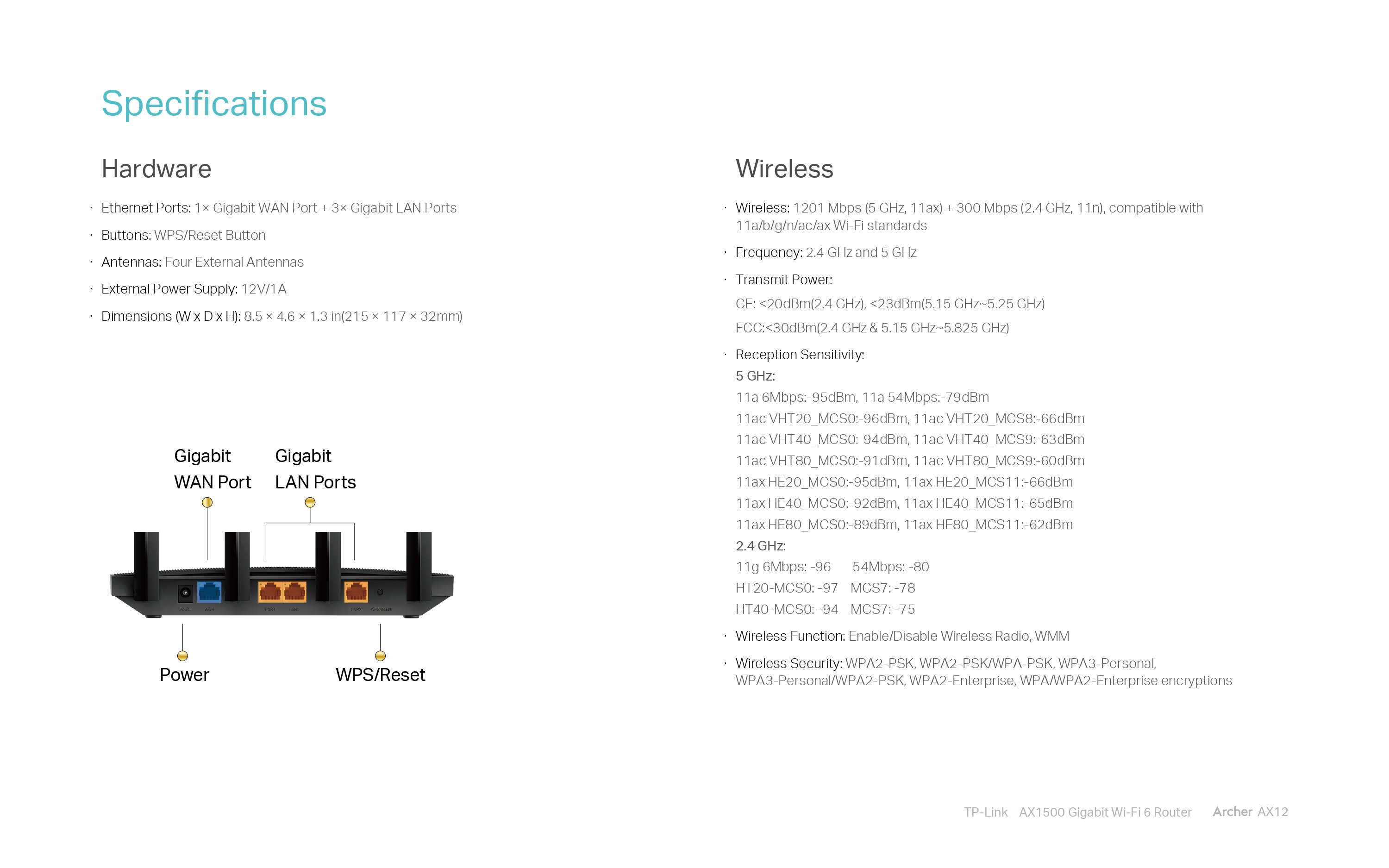 TP-LINK ARCHER AX12 AX1500 / AX23 AX1800 / AX53 AX3000 / AX55 AX3000 ...