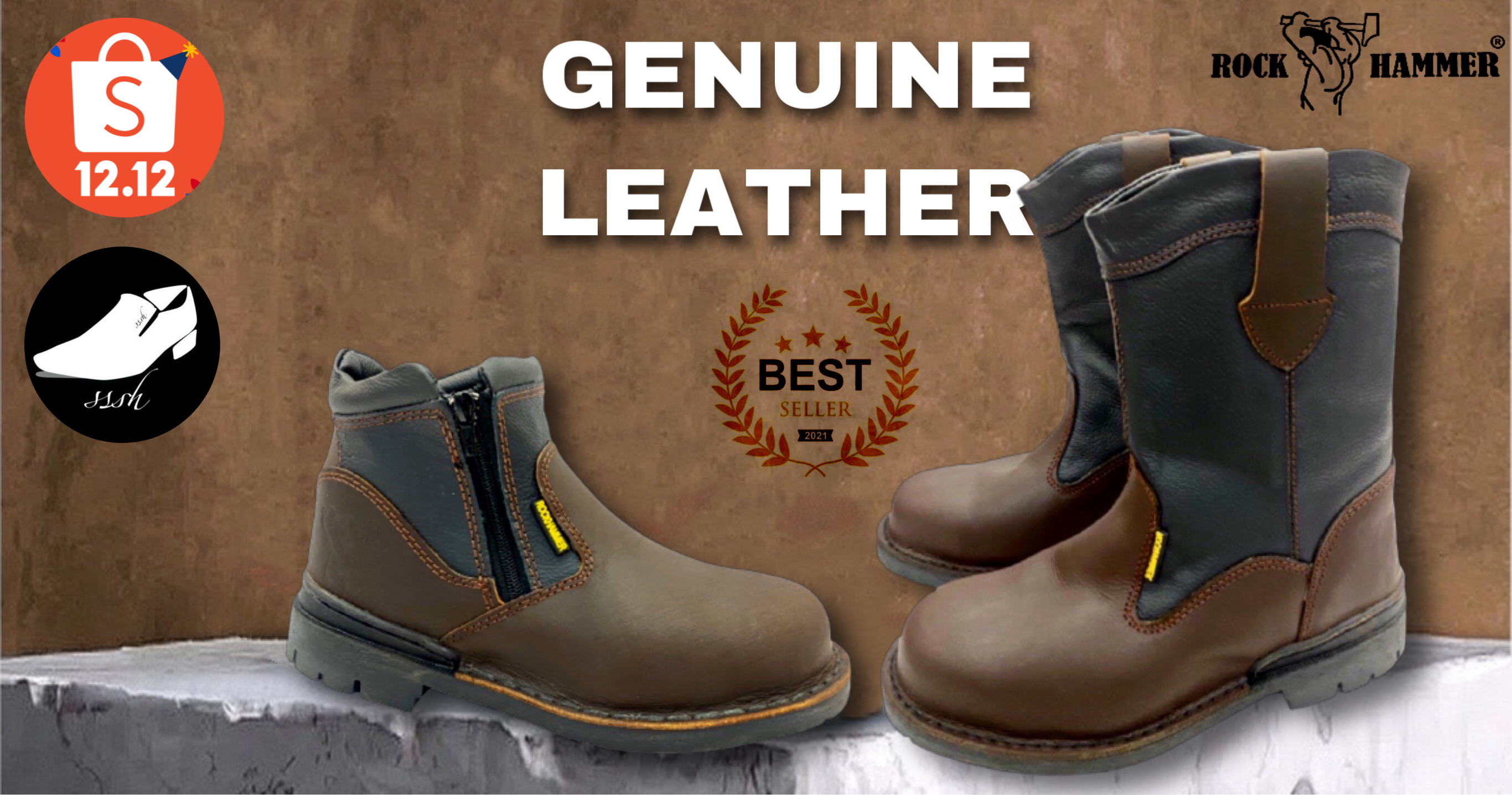 💯ORIGINAL ROCK HAMMER SAFETY SHOE/BOOT MID HIGH CUT DOUBLE ZIP/KASUT ...
