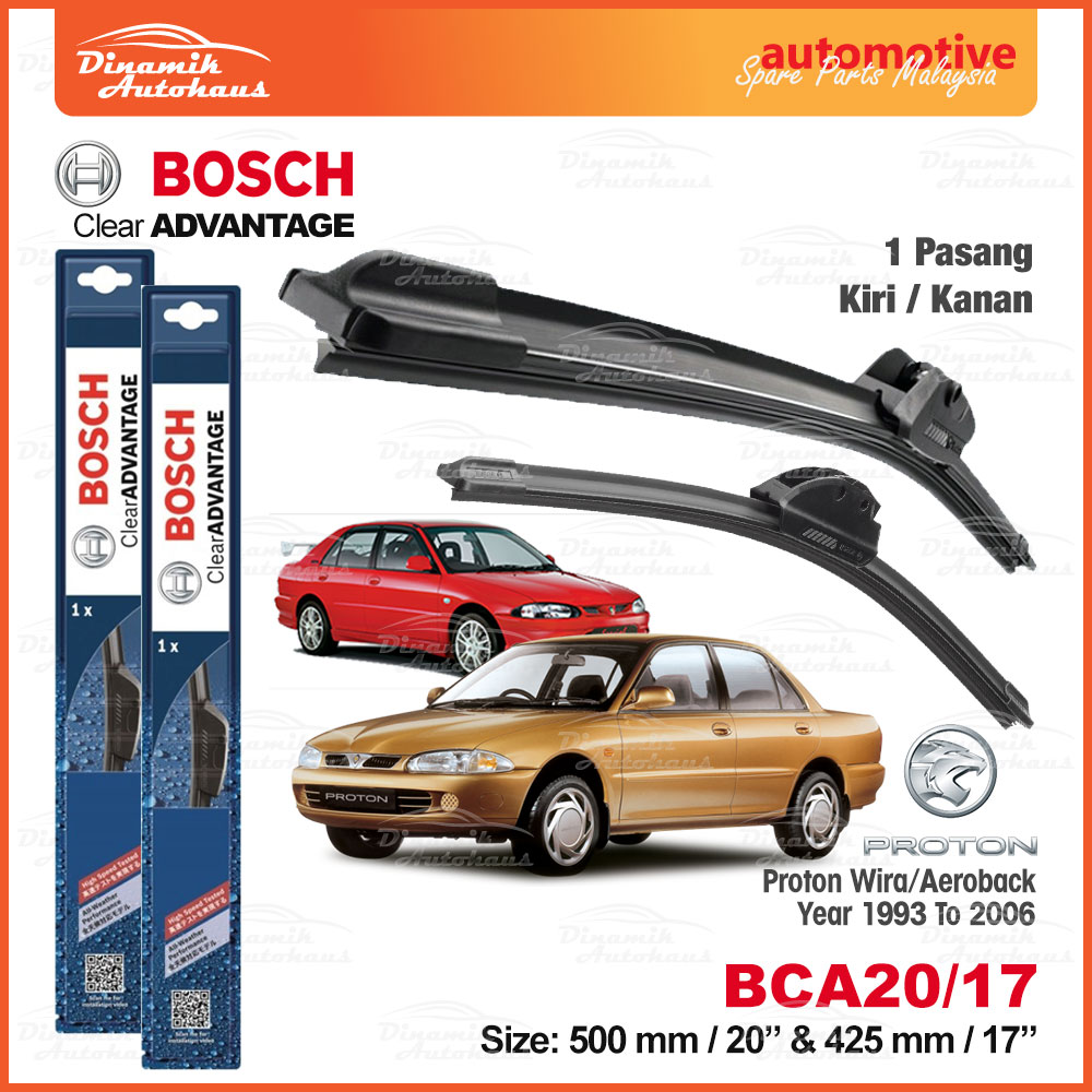 Proton Wira Car Front Windscreen Soft Wiper Size 20" & 17" Inch (1 Pair) Bosch Clear Advantage ...
