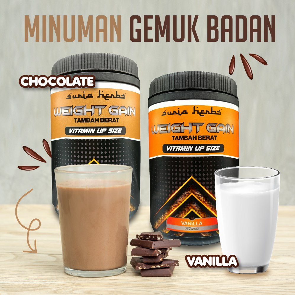 Gemuk BODY UP Vitamin super gemuk weight gain ubat gemok perisa Vanilla ...