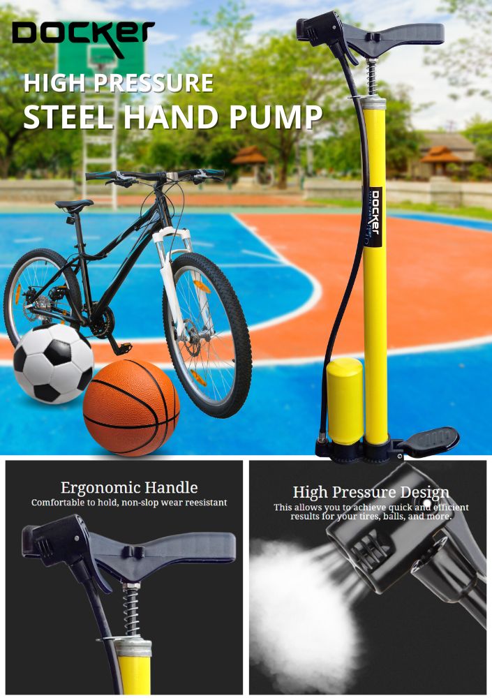 DOCKER Air Hand Pump Steel Material High Pressure Pam Angin Bicycle ...